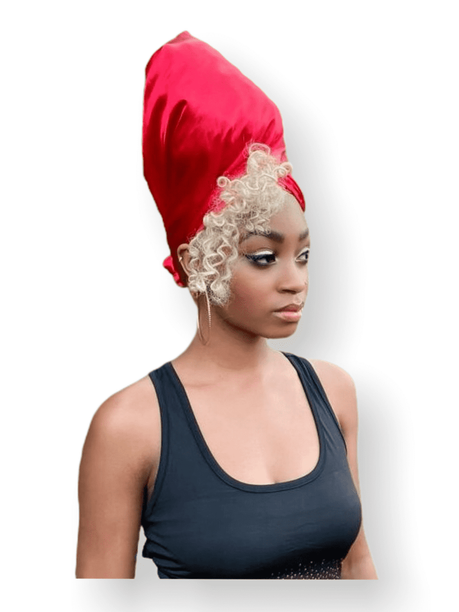 Red Satin Fabric Head wrap (Gele) – Glamorous Chicks Headwraps