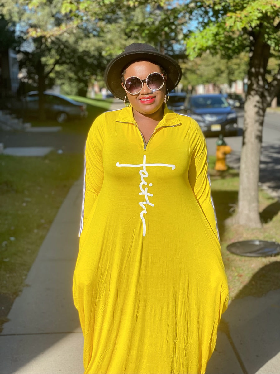 YELLOW FAITH MAXI SWEATER DRESS (no bag) (best seller) ( REGULAR + PLU ...