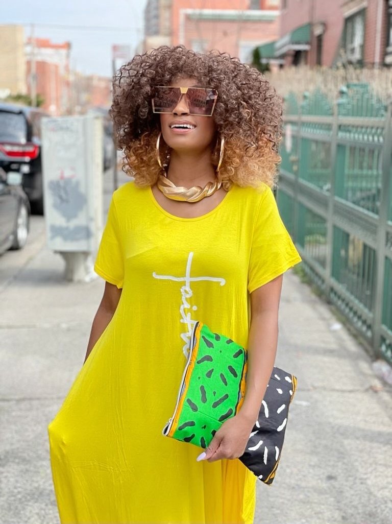 Yellow Faith Maxi Dress with sleeve (no bag)(Best seller ) – Glamorous ...