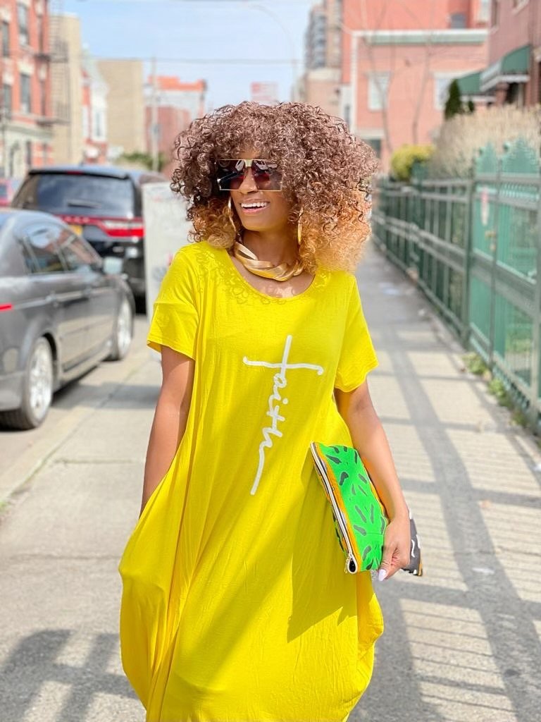 Yellow Faith Maxi Dress with sleeve (no bag)(Best seller ) – Glamorous ...